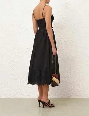 Zimmermann Valiant Lace Trim Midi Dress - Black