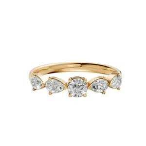 AYA FINE JEWELRY Pear And Round Lab-created Diamond Five-stone Band Ring In 14kt Gold