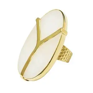 YAA YAA LONDON Agate Yaa Yaa Adjustable Gemstone Ring - White