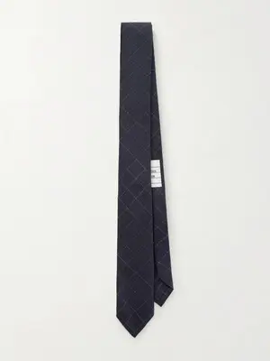 Thom Browne Checked Cotton And Wool-blend Neck Tie - Blue