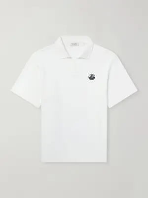 FRAME Logo-embroidered Cotton-piqué Polo Shirt - Neutrals
