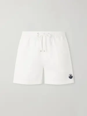 FRAME Straight-leg Logo-embroidered Cotton Twill Drawstring Shorts