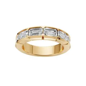 AYA FINE JEWELRY 10kt Gold Emerald Cut Lab Diamond Eternity Band Ring - Yellow