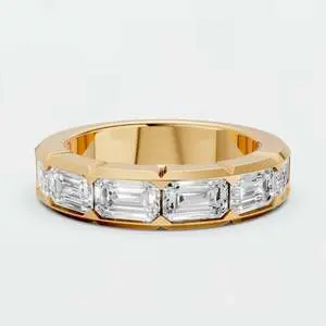 AYA FINE JEWELRY 10kt Gold Emerald Cut Lab Diamond Eternity Band Ring - Yellow