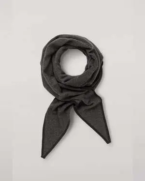 Johnstons Of Elgin Ethel Charcoal & Black Cashmere Diamond Scarf - Grey