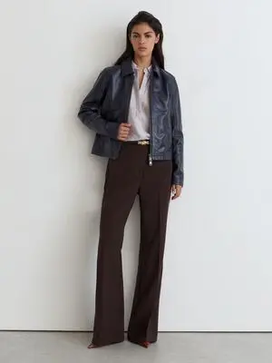 REISS Leona Flared Knot-hardware Belted Trousers - Grape