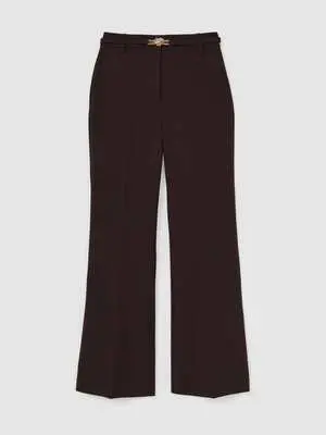 REISS Leona Flared Knot-hardware Belted Trousers - Grape
