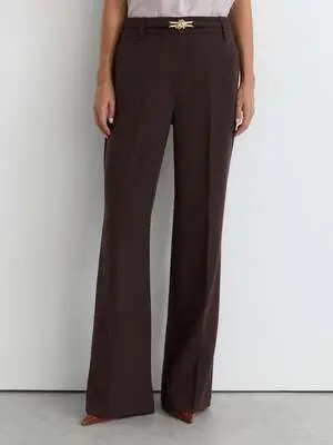 REISS Leona Flared Knot-hardware Belted Trousers - Grape
