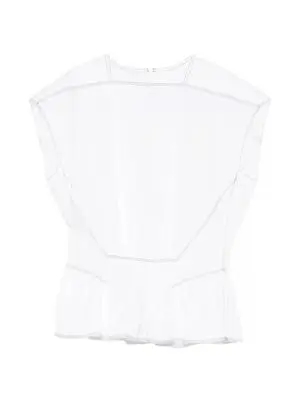 LESS Peplum-hem Blouse - White