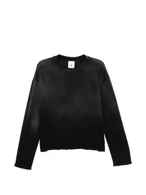 MOOJI MOOJI Distressed Waffle Knit Crew Neck Sweater