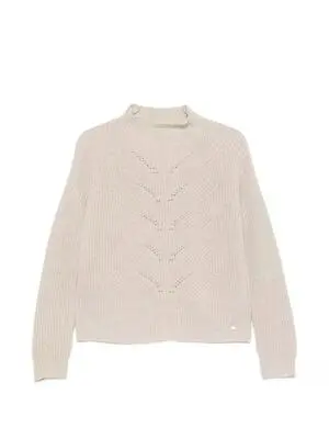 Herno Pointelle-knit Ribbed-trim Sweater - Neutrals