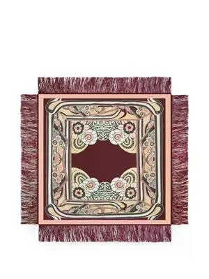 La DoubleJ Reversible Fringed Scarf - Red