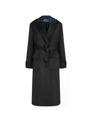 Karl Lagerfeld Belted Long-sleeve Coat - Black
