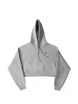 Lacoste Cropped Logo Patch Hoodie - Grey
