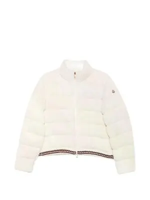Moncler Quilted Knitted High Neck Zip Up Jacket - Neutrals