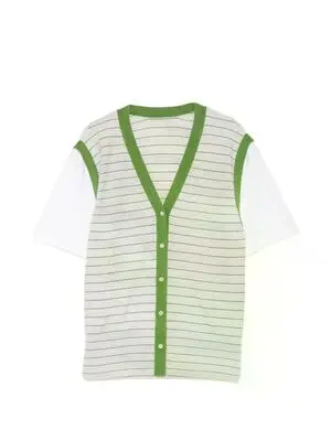 LESS Striped Mock-layer T-shirt - Grey