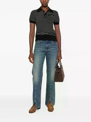 A.p.c. Striped Short-sleeve Polo Shirt - Black