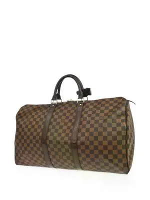 LOUIS VUITTON Damier Keepall Travel Tote Bag - Brown