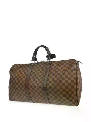 LOUIS VUITTON Damier Keepall Travel Tote Bag - Brown