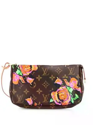 LOUIS VUITTON Pochette Accessoires Limited Edition Monogram Roses Shoulder Bag - Brown