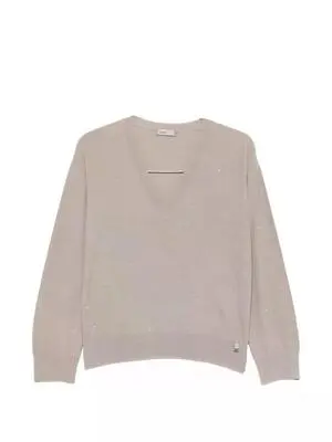 Herno Sequin-embellished V-neck Sweater - Neutrals