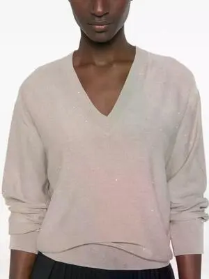 Herno Sequin-embellished V-neck Sweater