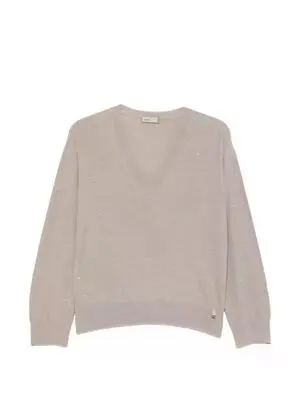 Herno Sequin-embellished V-neck Sweater - Neutrals