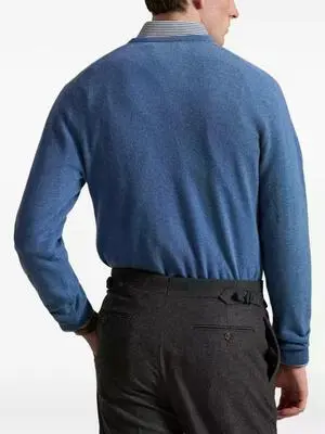 Polo Ralph Lauren V-neck Wool Sweater With Embroidered Pony - Blue