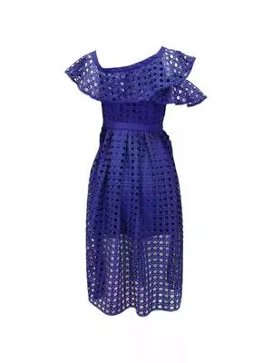 SELF-PORTRAIT One-shoulder Ruffled Midi Dress - Blue