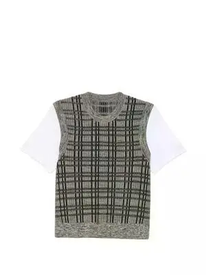 LESS Plaided Layered-effect T-shirt - Grey