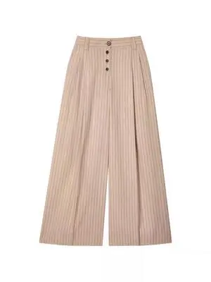Paul Smith Sand Pinstripe Wide Leg Trousers - Neutrals