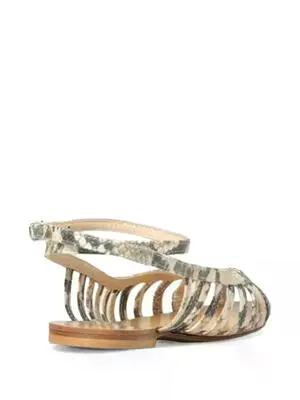 ANNA F. Snake-effect Caged Sandals - Neutrals