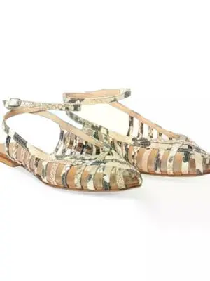 ANNA F. Snake-effect Caged Sandals