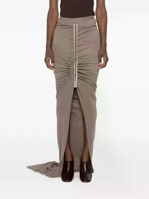 Rick Owens Asymmetric Drawstring Maxi Skirt - Grey