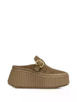 Chloé Nama Buckle-fastening Platform Mules - Green