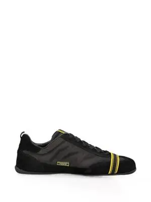 Fendi Wrap Suede And Fabric Low-top Trainers - Black