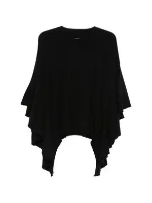UMA WANG Ruffled Cape-sleeve Jumper - Black