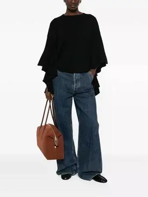 UMA WANG Ruffled Cape-sleeve Jumper - Black