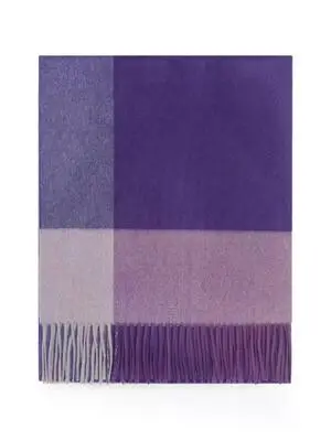 Eric Bompard Fringed Tartan Scarf - Purple