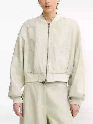 Armani Exchange Oversized Linen Twill Bomber Jacket - Neutrals