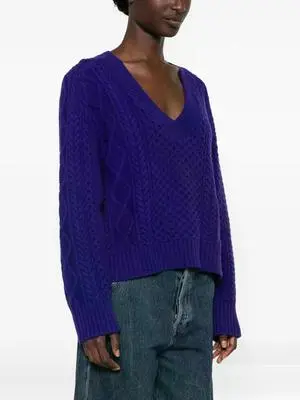 Eric Bompard Cable Knit V-neck Sweater