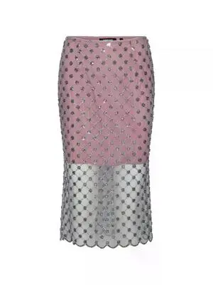 ROTATE BY BIRGER CHRISTENSEN Sequined Floral-mesh Midi Skirt - Pink