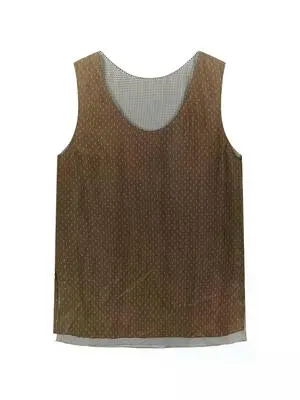 LESS Polka-dot Printed Layered Vest - Brown