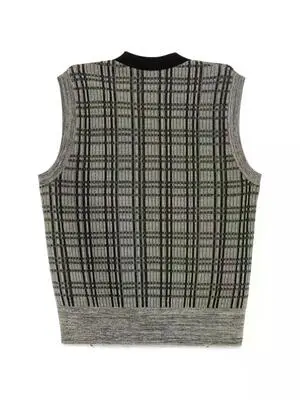 LESS Vintage-plaid V-neck Vest