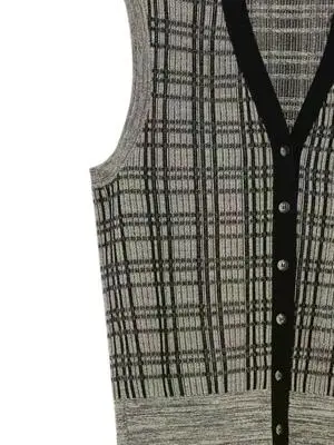 LESS Vintage-plaid V-neck Vest
