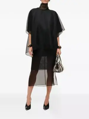 Brandon Maxwell Cali High-neck Sheer-panel Blouse - Black
