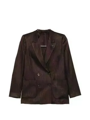 LARDINI Double-breasted Peaked-lapel Blazer - Brown