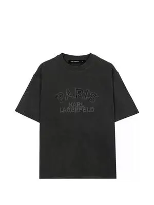 Karl Lagerfeld Logo-embroidered Acid-wash T-shirt