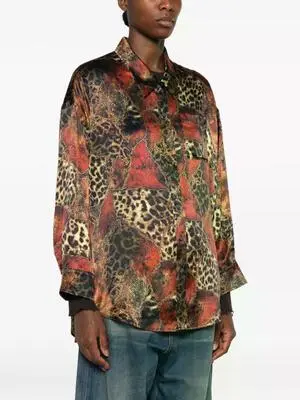 R13 Leopard Print Silk Button-down Shirt