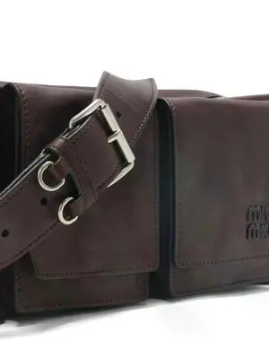 Miu Miu Logo-embroidery Shoulder Bag - Brown